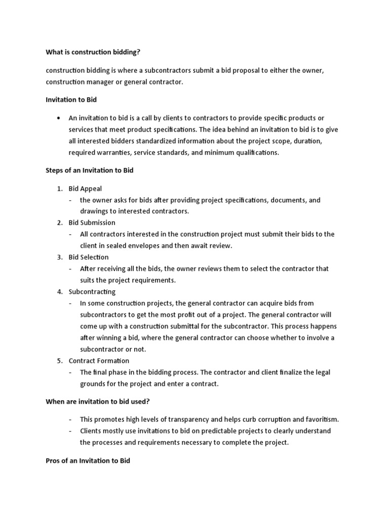 Invitation To Bid | PDF | Construction Bidding | Business