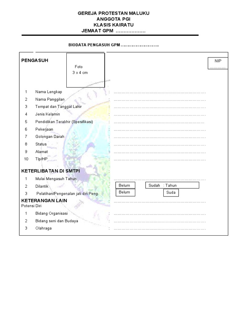 Contoh Biodata Pengasuh GPM | PDF