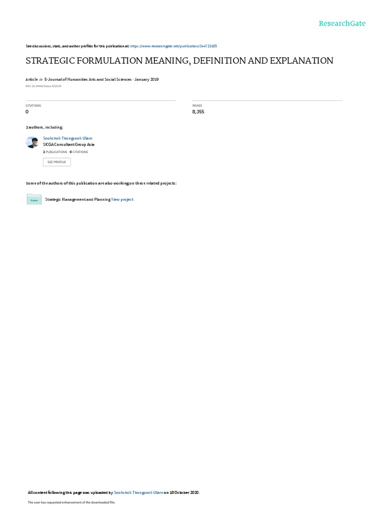 Strategic Formulation Meaning, Definition and Explanation | PDF ...