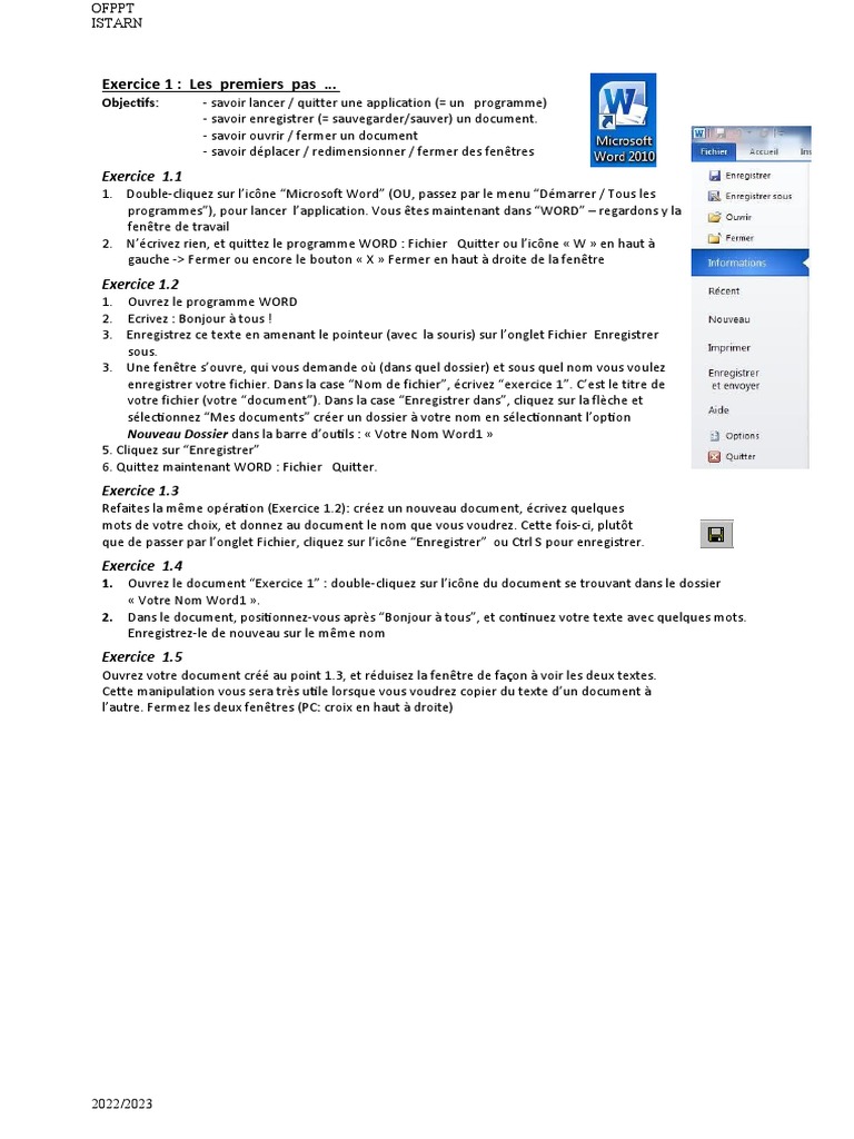 Word1 Exercices | PDF | Microsoft Word | Informatique