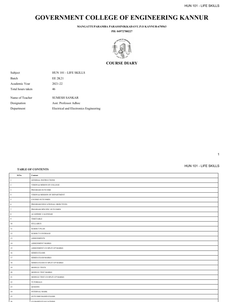 HUN 101 Life Skills Course Overview | PDF | Engineering | Leadership