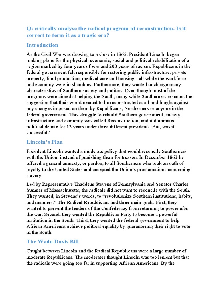 Reconstruction | PDF | Reconstruction Era | Fourteenth Amendment To The ...