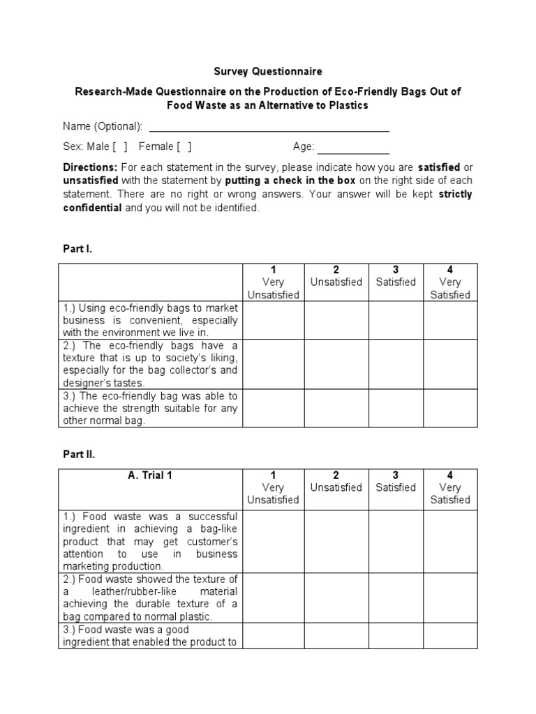 Product Analysis Survey Questionnaire | PDF | Plastic | Economy And The ...