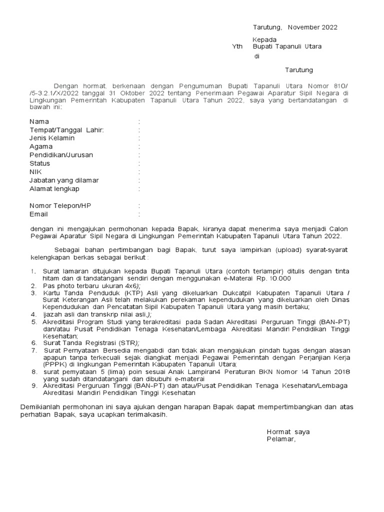 Fila Surat Lamaran Dan SK 5 Poin | PDF