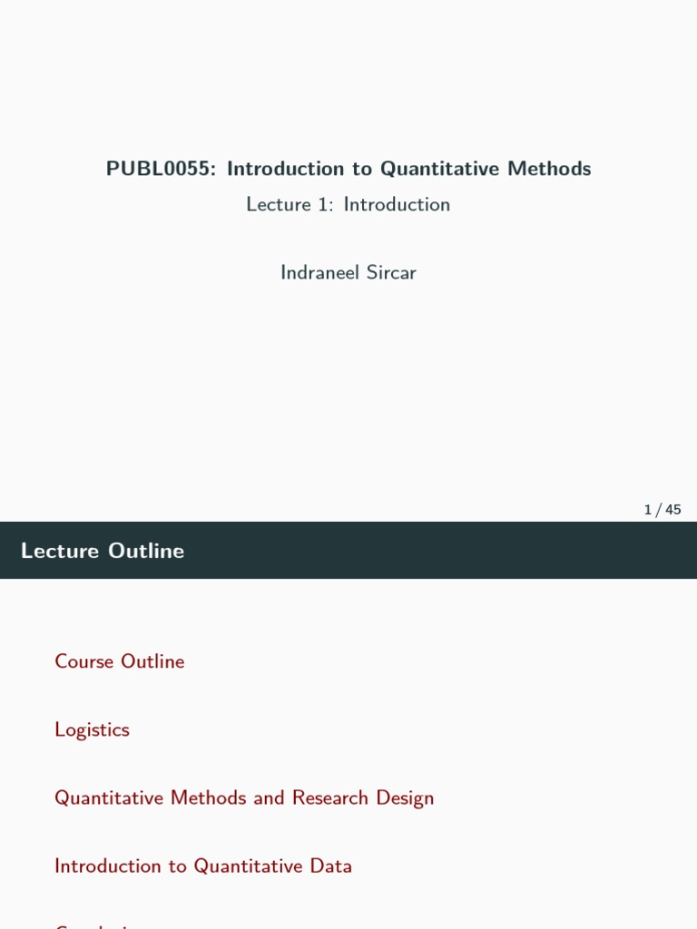 Lecture 1 | PDF | Statistics | Mean