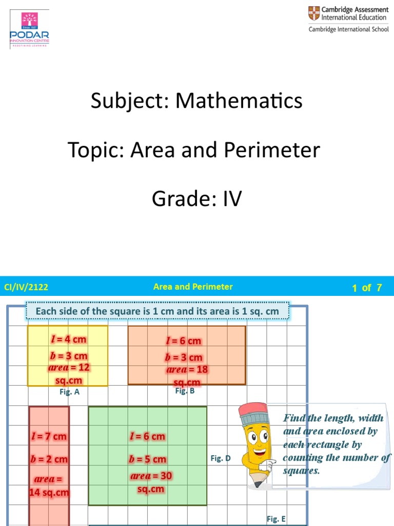 Area and Perimeter for Grade 4 | PDF | Area | Mathematics