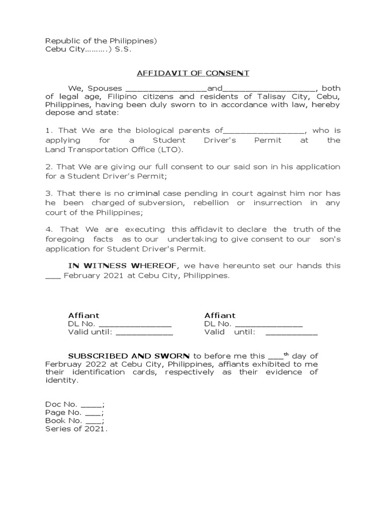 Affidavit of Consent | PDF