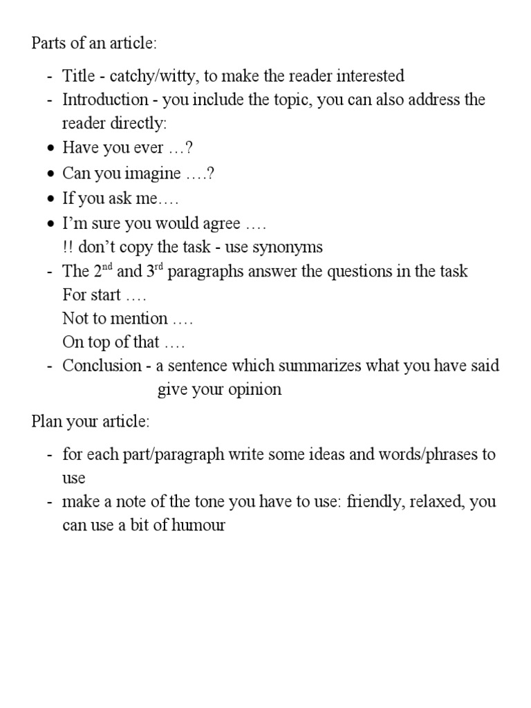 Structuring an Engaging Article | PDF