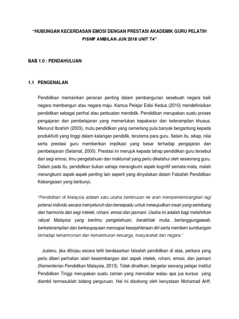 Kecerdasan Emosi dan Prestasi Akademik Guru Pelatih | PDF