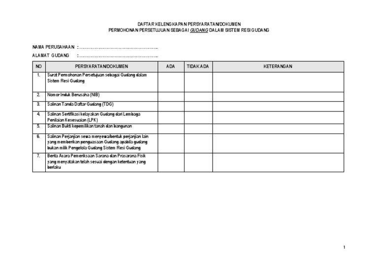 Checklist Gudang | PDF