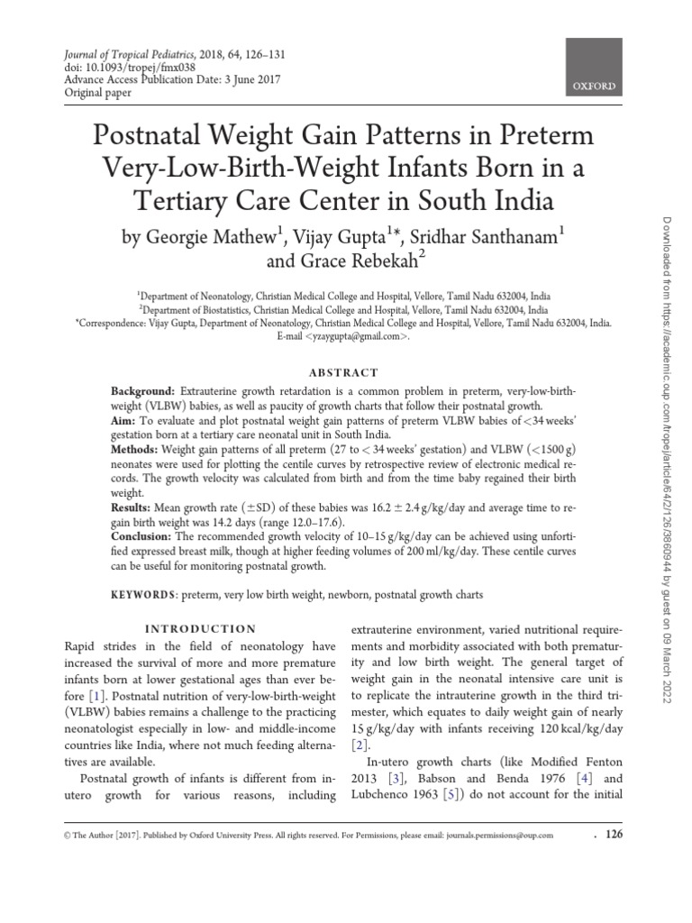 George Mathew Study | PDF | Preterm Birth | Low Birth Weight