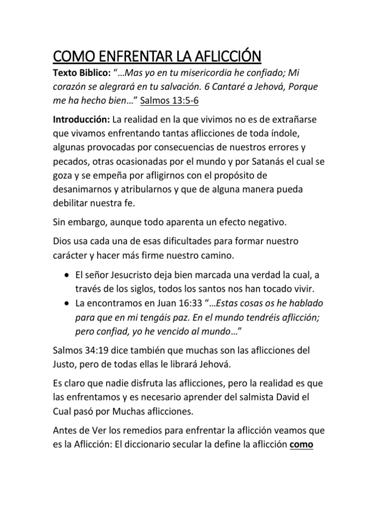 Como Enfrentar La Aflicción | PDF | Salmos | Salvación