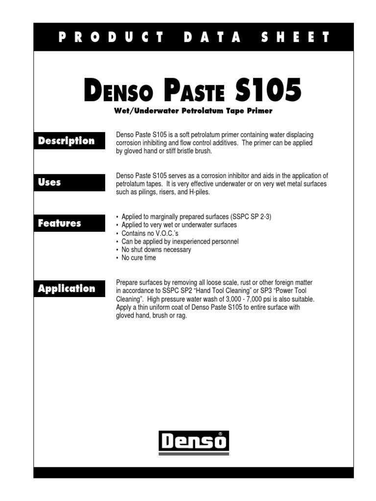 Denso Paste S105 | PDF | Corrosion | Applied And Interdisciplinary Physics