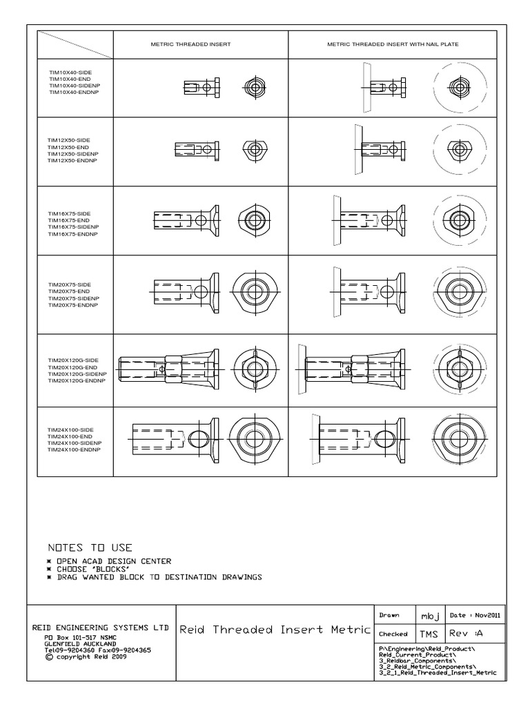 Reid Threaded Insert Metric | PDF