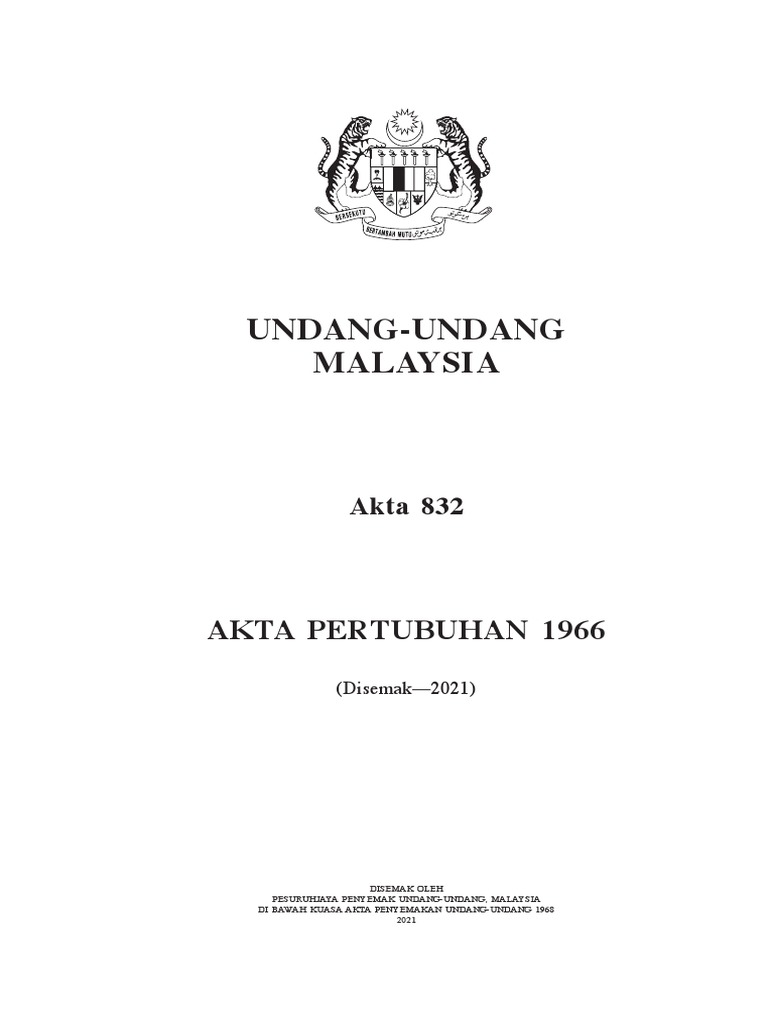 Akta832 - Akta 335 Akta Pertubuhan 1966 | PDF