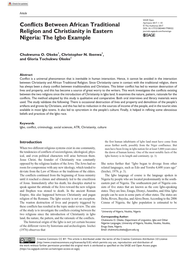 Conflicts Between African Traditional Religion and Christianity in ...