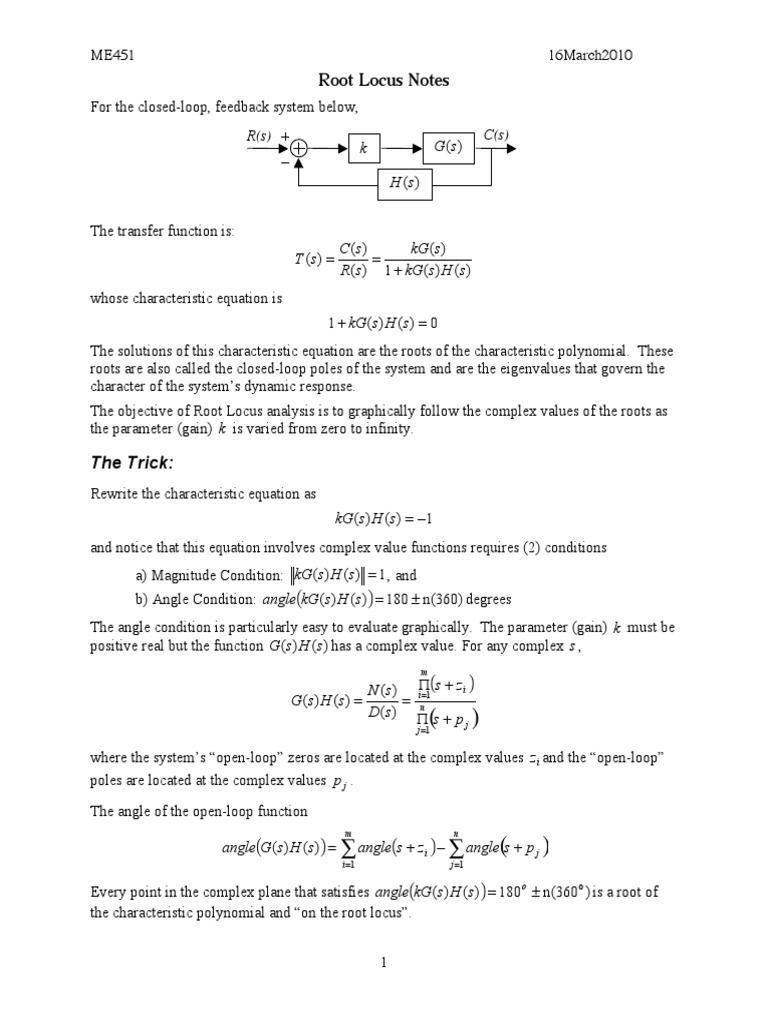 Root Locus Rules Pdf Mathematics Mathematical Analysis