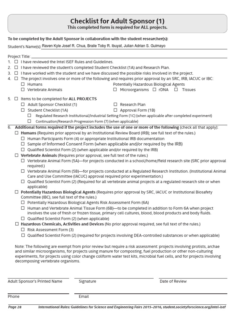 ISEF Forms | PDF | Institutional Review Board | Informed Consent