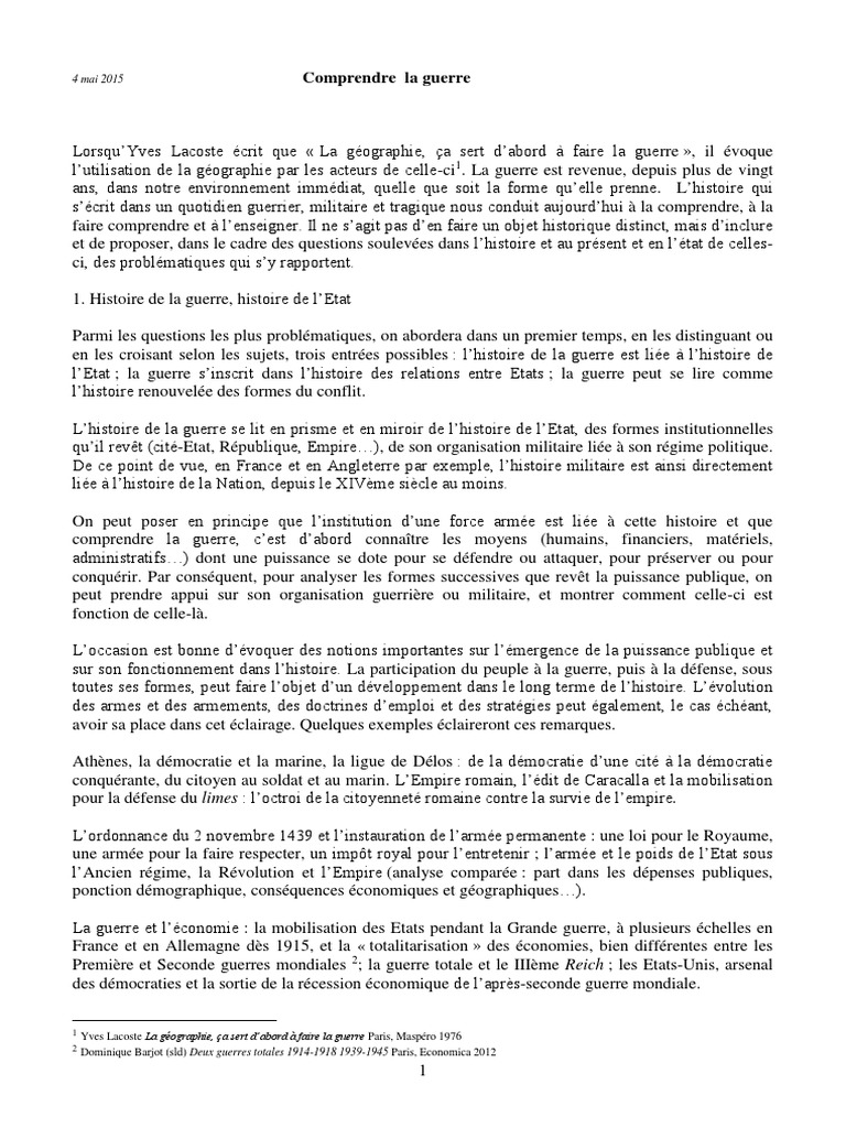 Comprendre la Guerre et l'État | PDF | Sécurité nationale | Seconde ...