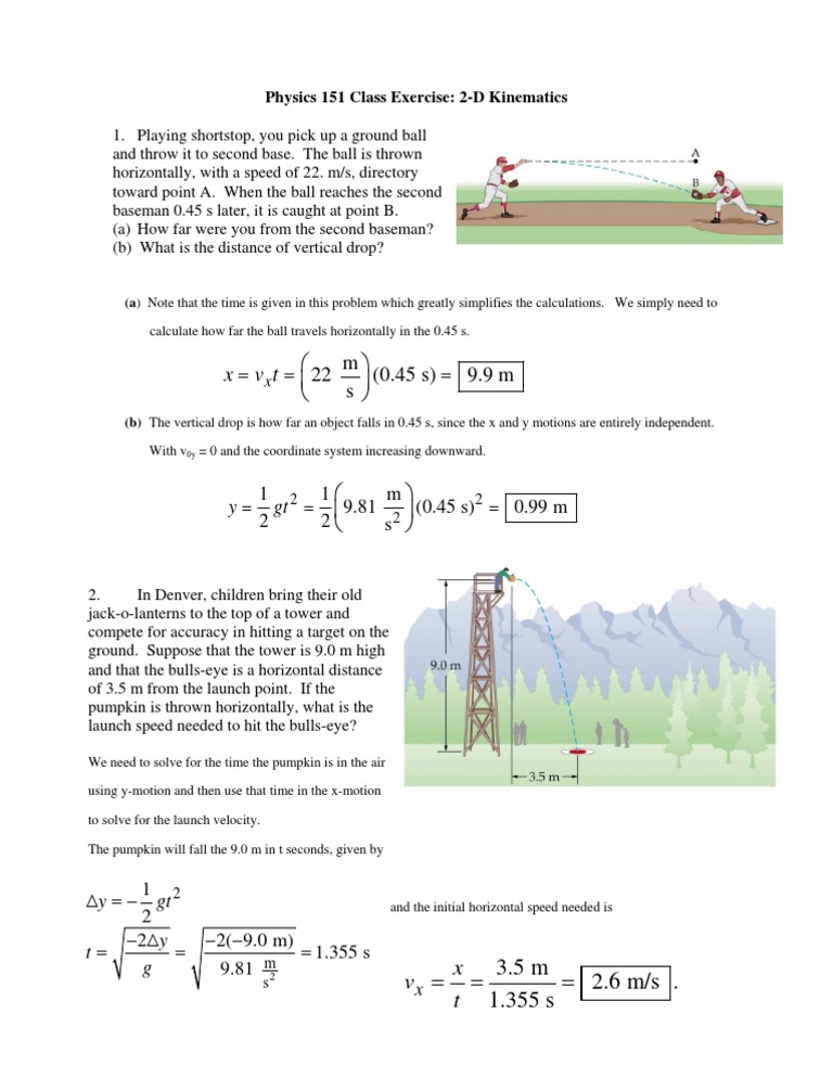 2 D Kinematics Class Exercise KEY | PDF