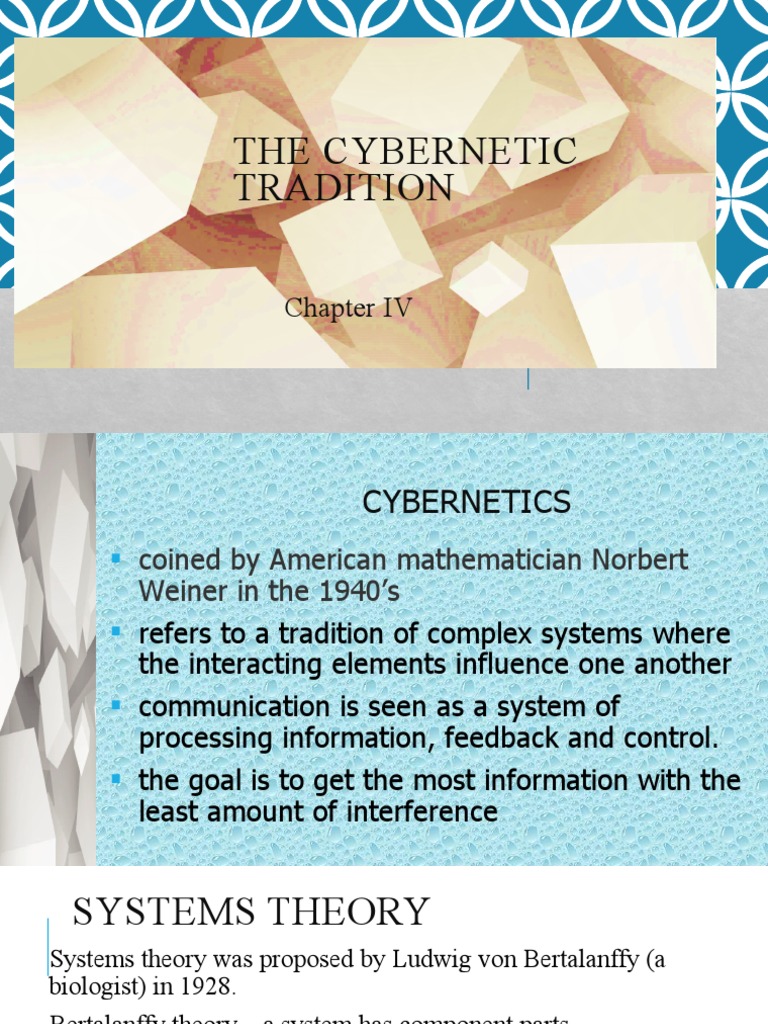 Cybernetic Tradition | PDF | Systems Theory | System