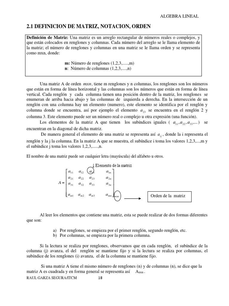 Clases y Definición de Matrices | PDF | Matriz (Matemáticas) | Determinante