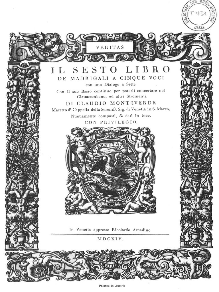 Monteverdi - Madrigal Lamento - D'ariana (Anfang) | PDF