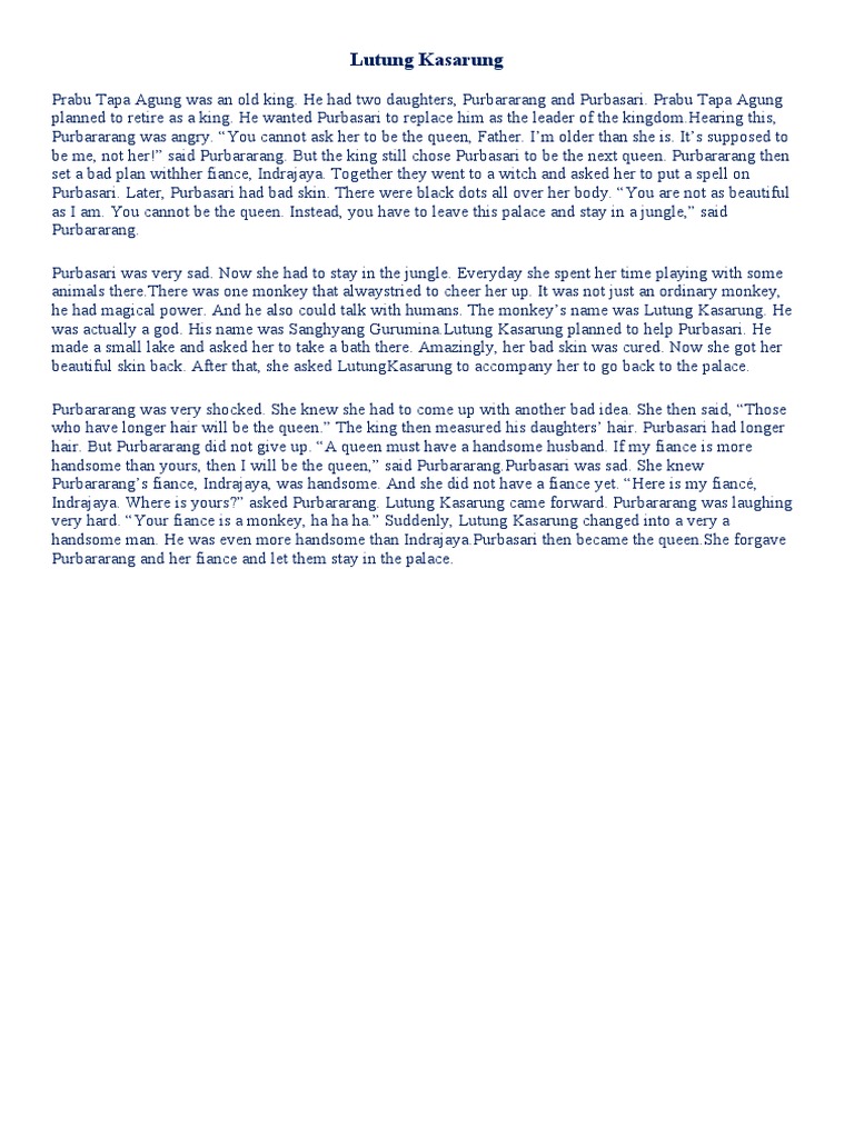 Storytelling of Lutung Kasarung | PDF | Mythology