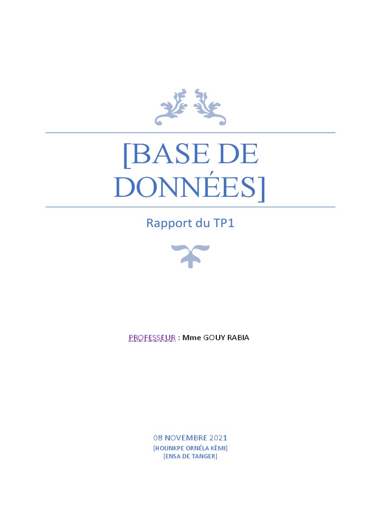 Rapport Tp1 Base de Données | PDF