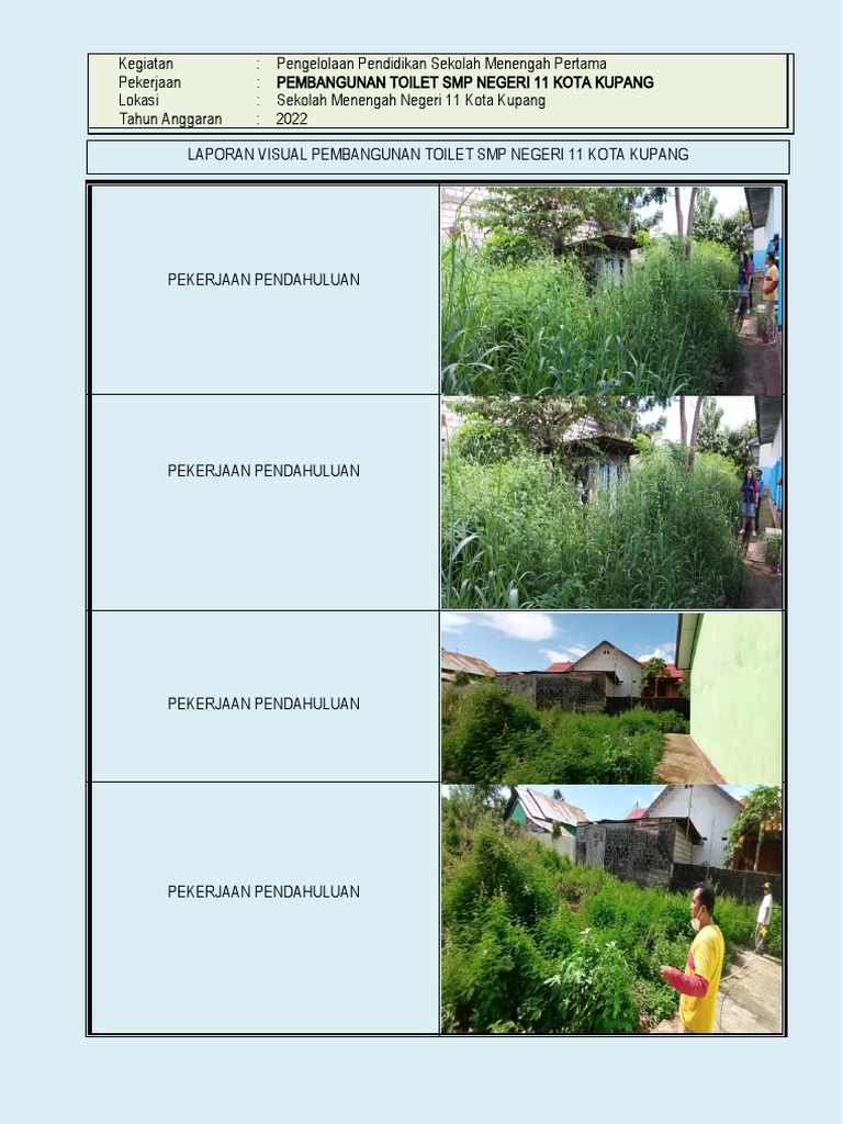 Laporan Progres (0 - 100%) Dokumentasi Pembangunan Toilet | PDF