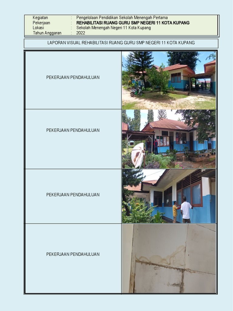 Laporan Progres (0 - 100%) Dokumentasi Rehab Ruang Guru | PDF ...