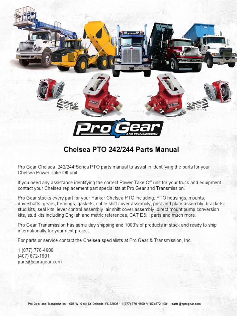 Chelsea PTO 242 Series Parts Manual | PDF | Clutch | Screw