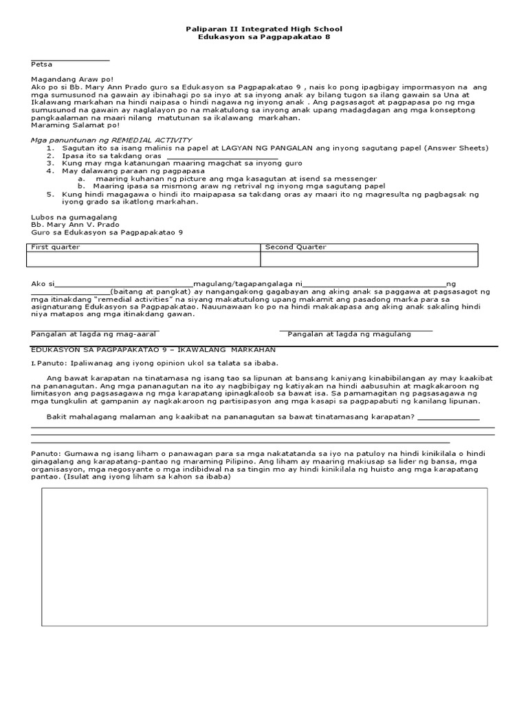 Alternative Activity Quarter 2 | PDF
