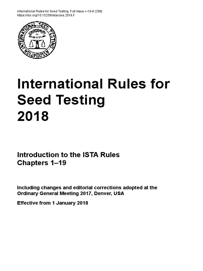 ISTA Rules 2018 | Download Free PDF | Gel Electrophoresis | Seed