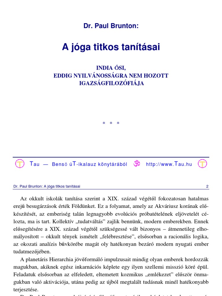 Paul Brunton - A Joga Titkos Tanitasai | PDF