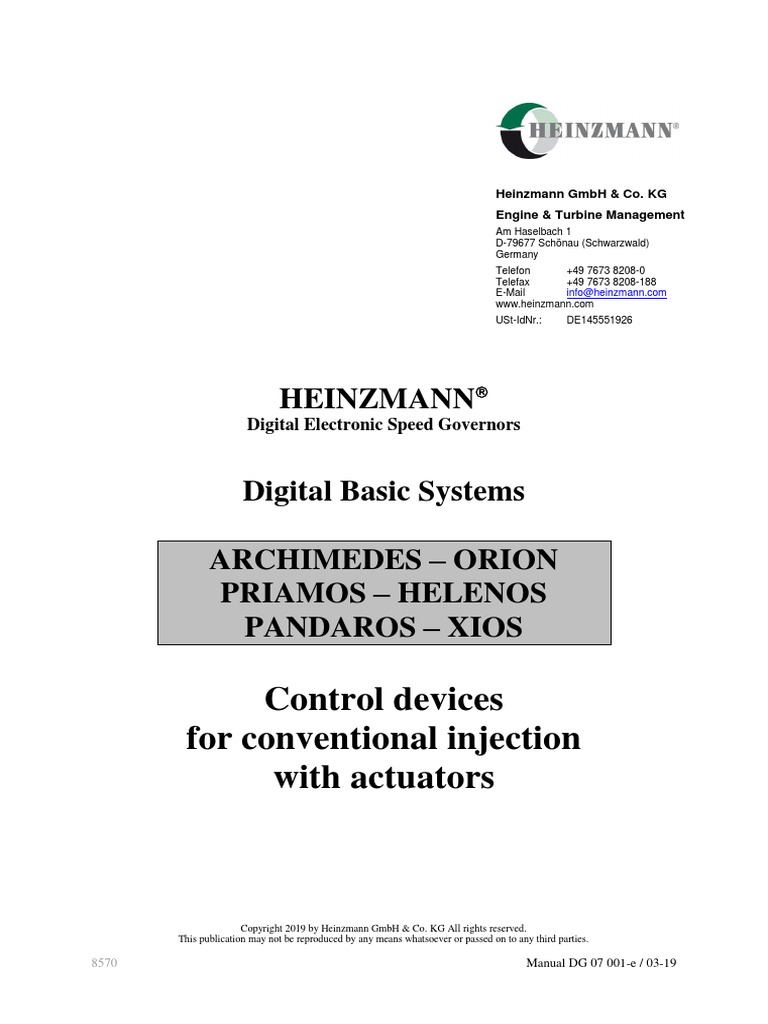Control Devices For Conventional Injection With Actuators: Heinzmann ...