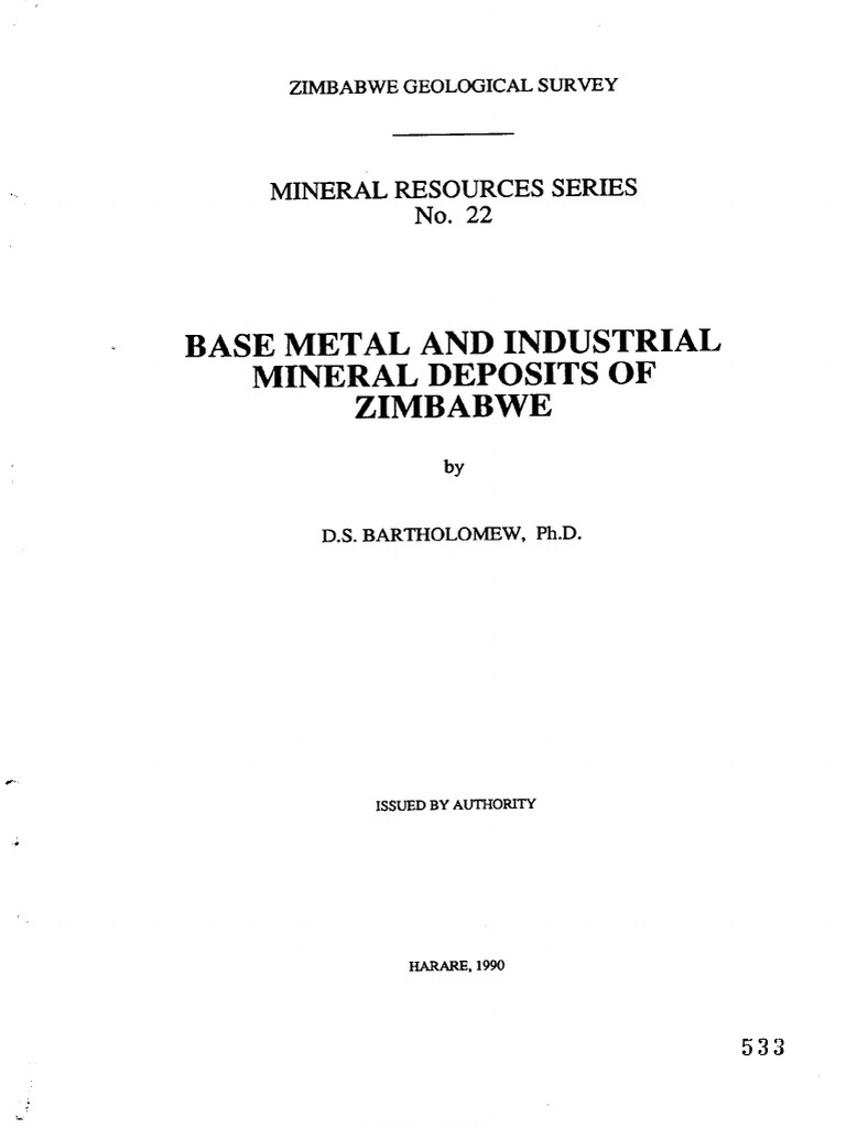 MRS 22 Base Metal and Industrial Mineral Deposits in Zimbabwe | PDF MRS 22 Base Metal and Industrial Mineral Deposits in Zimbabwe | PDF