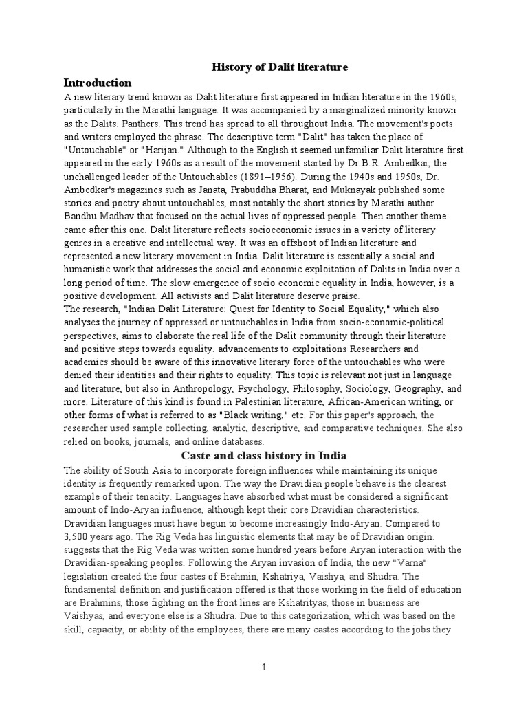 History of Dalit Literature Last Saved | PDF | Dalit