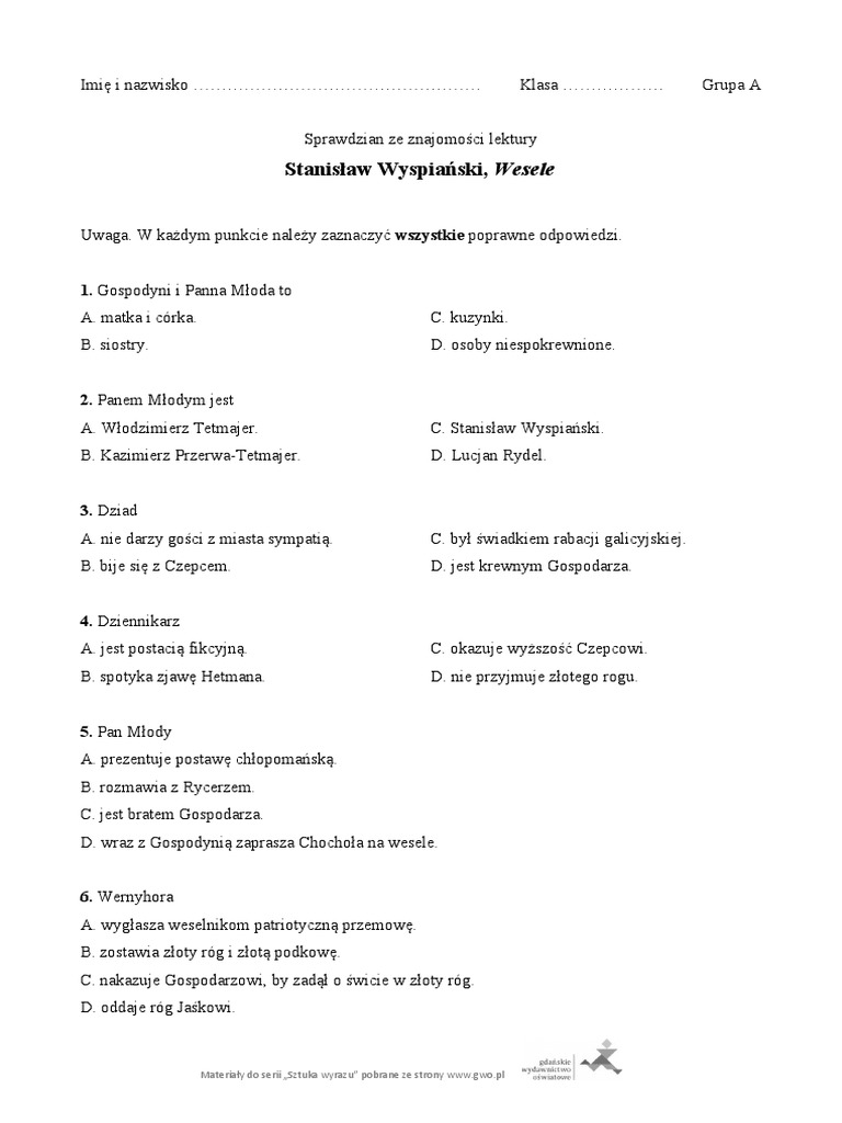 Test Wesele A-3 | PDF