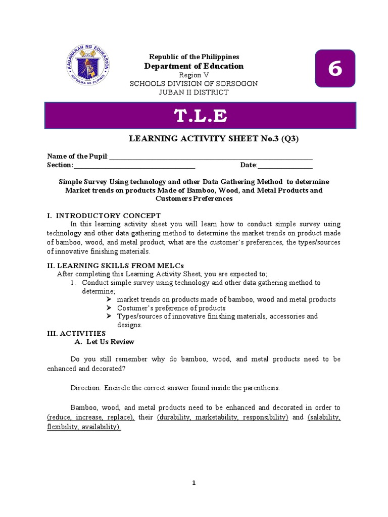 Tle Q3 Las 3 | PDF | Furniture | Wood