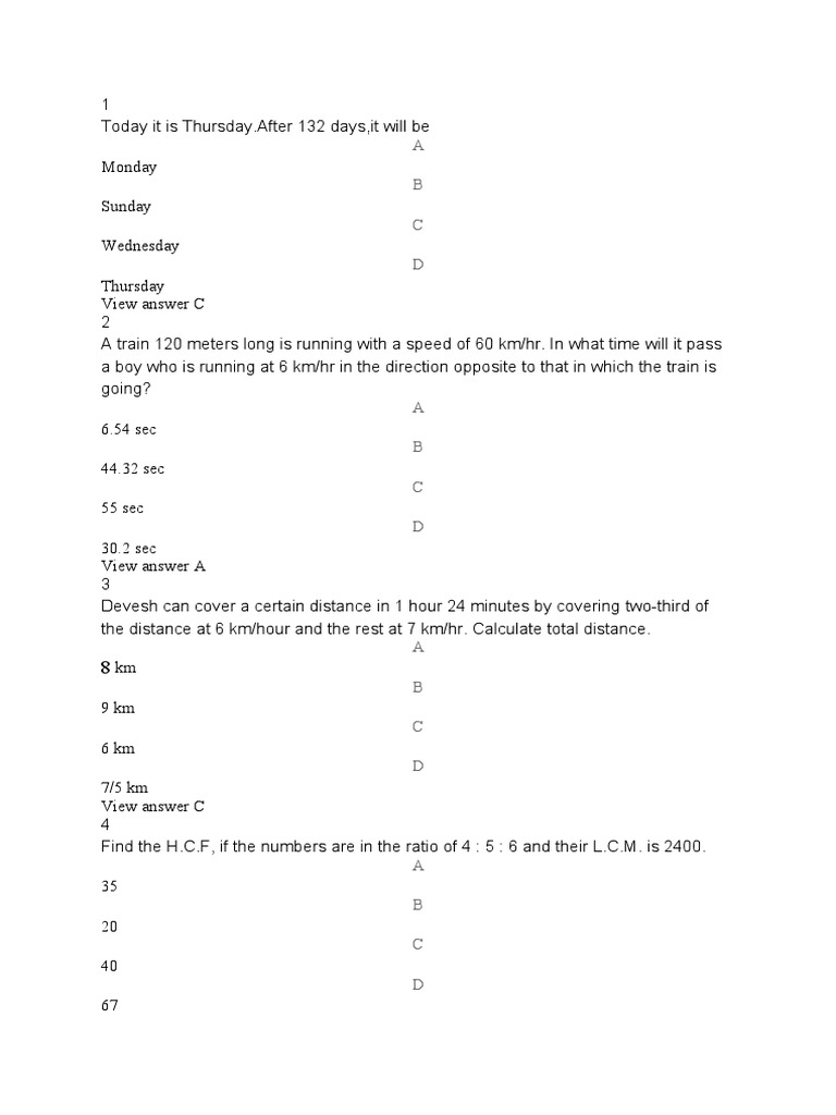 APTITUDE | PDF | Speed | Quantity