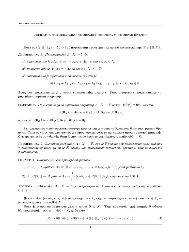 Linearni Operatori | PDF
