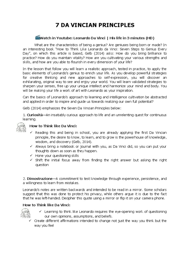7 Da Vincian Principles Ueye | PDF | Thought | Experience