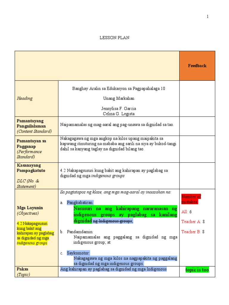 Draft #3 Garcia & Legista - Lesson Plan | PDF