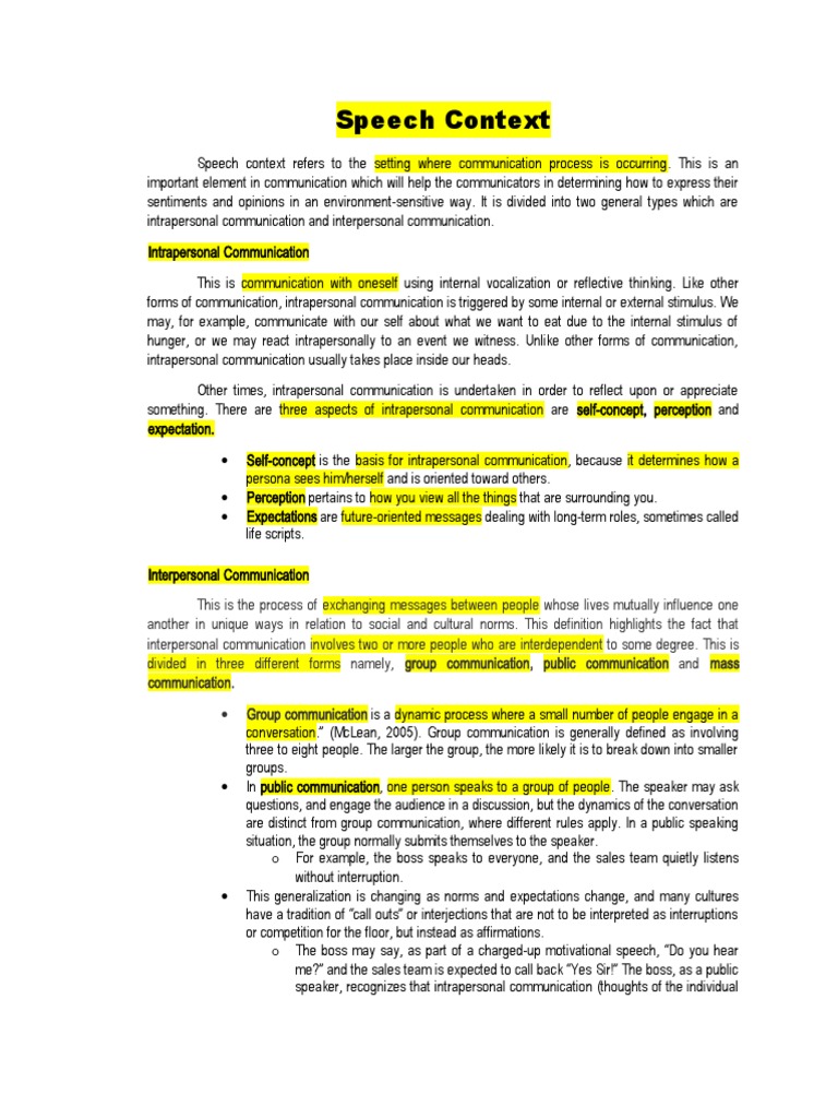 Speech Context and Speech Style | PDF | Communication | Interpersonal ...