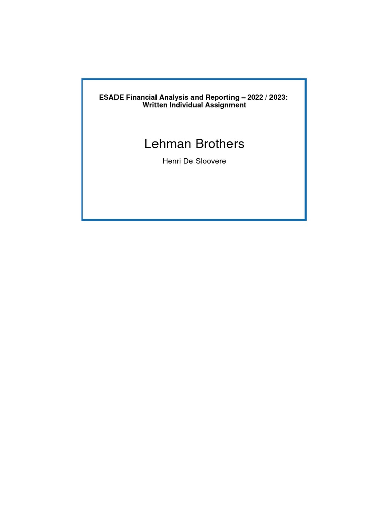 Lehman Brothers | PDF | Repurchase Agreement | Leverage (Finance)
