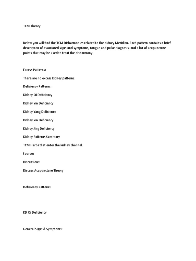Kidney Patterns | PDF | Traditional Chinese Medicine | Clinical Medicine
