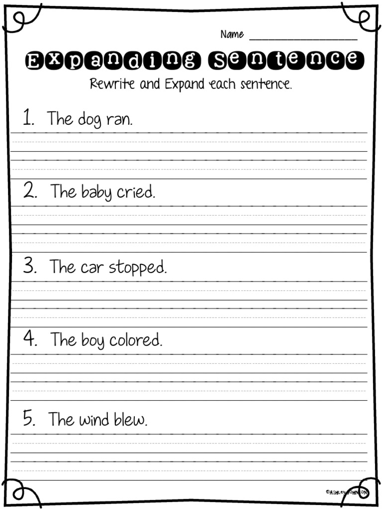 Expanding Sentences Homework | PDF | Language Arts & Discipline ...