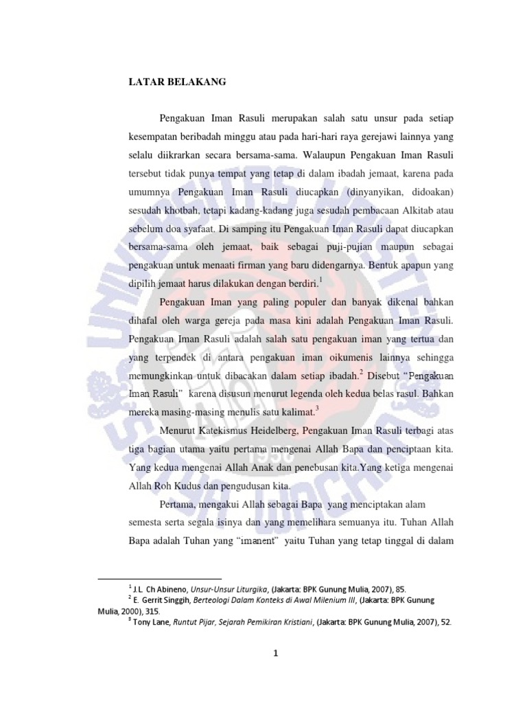 Pengakuan Iman Rasuli | PDF