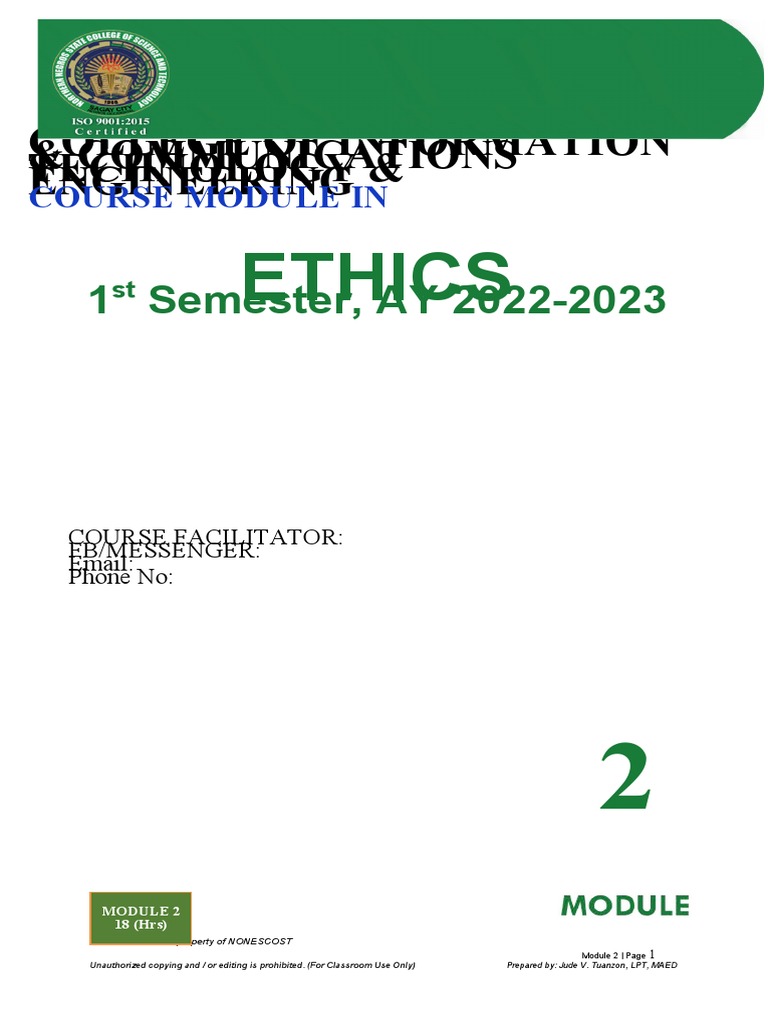 Ethics Module 2 1st Sem 2022 2023 | PDF | Social Institutions | Applied ...
